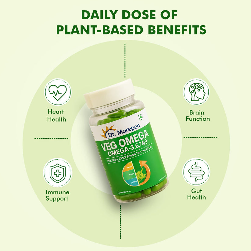 Dr. Morepen Veg Omega Tablets | Plant-Based Omega 3-6-7-9 | Supports ...