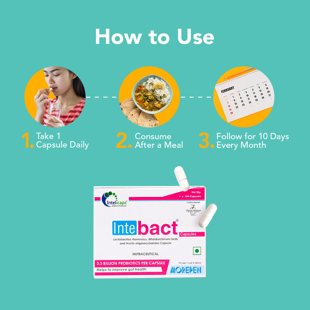 Intebact Probiotic Capsule - Boost Gut Health, Enhance Nutrient ...