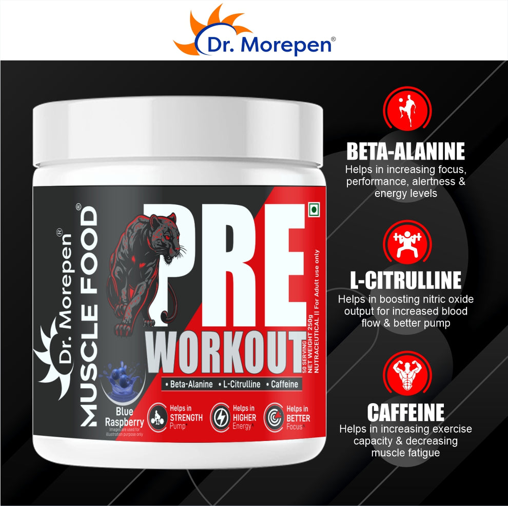 Muscle Food Pre-Workout (Blue raspberry) – Dr Morepen
